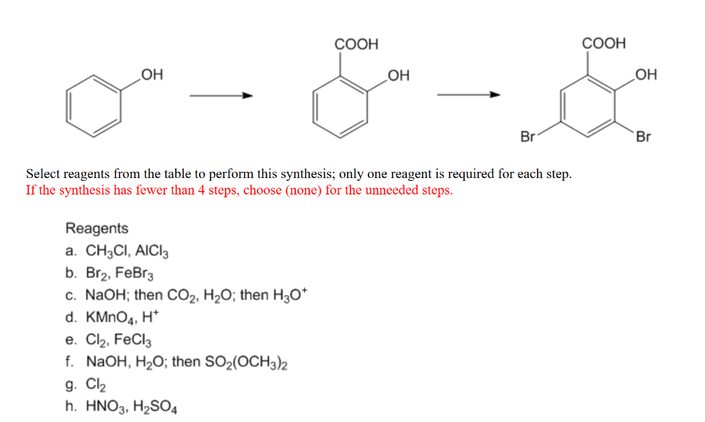 Solved COOH COOH он он он Br Select reagents from the table | Chegg.com