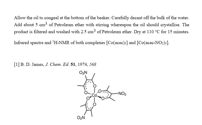 Solved EXPERIMENTAL Preparation of | Chegg.com