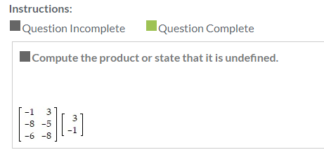 Solved Instructions: Question Incomplete Question Complete | Chegg.com