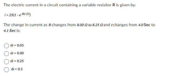 Solved The electric current in a circuit containing a | Chegg.com