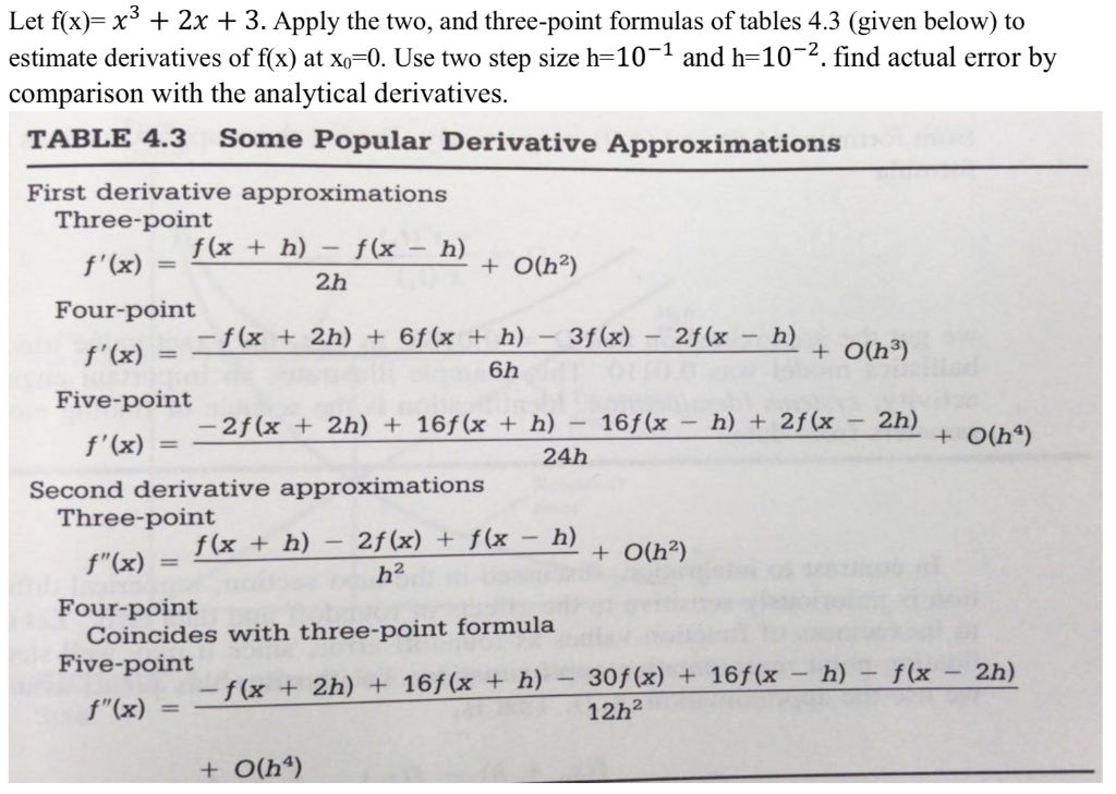 Solved Let f(x)= x3 + 2x + 3. Apply the two, and three-point | Chegg.com