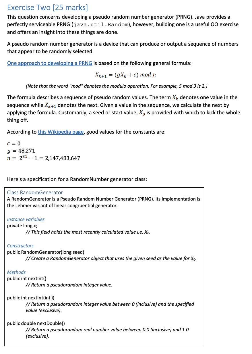 Solved Exercise Two [25 marks] This question concerns | Chegg.com