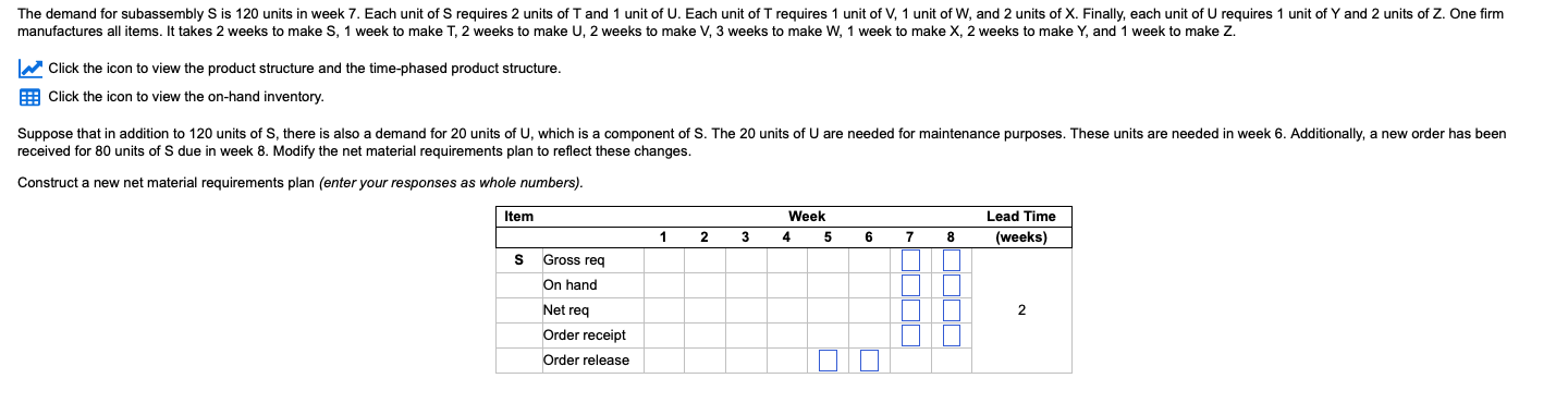 Solved Need to complete net material requirements plan using | Chegg.com