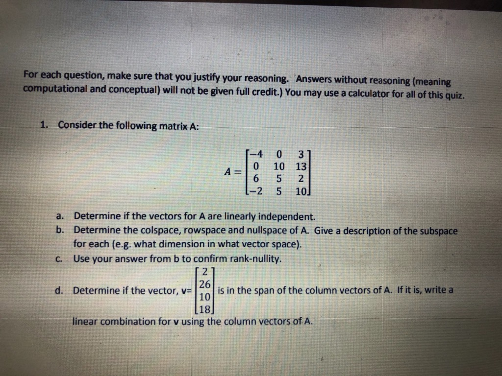 Solved For each question, make sure that you justify your | Chegg.com