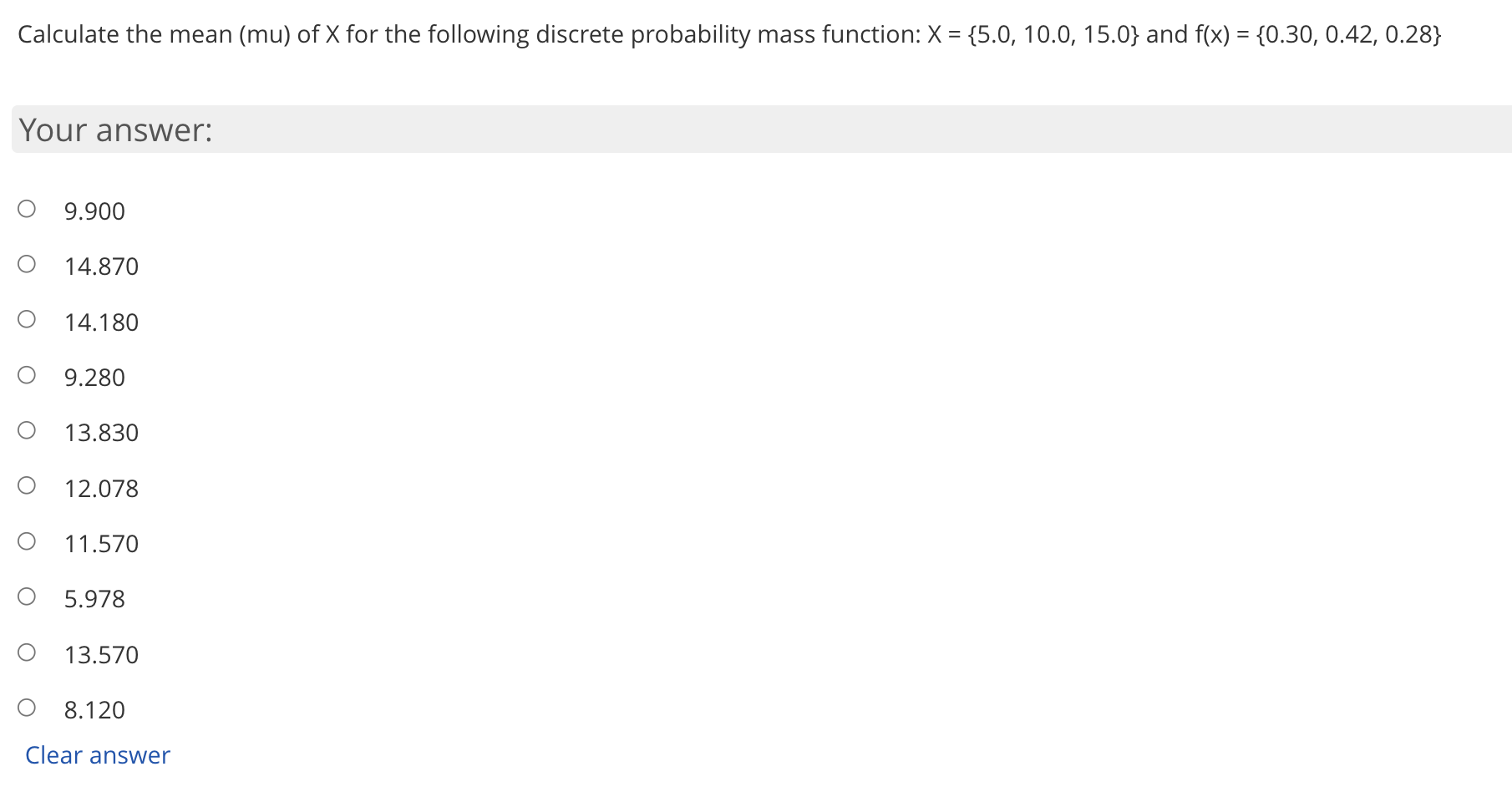 Solved Calculate the mean (mu) of X for the following | Chegg.com