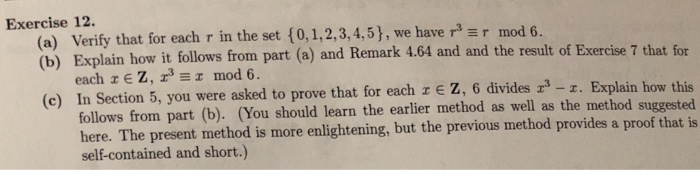 Exercise 12. (a) Verify that for each r in the set | Chegg.com