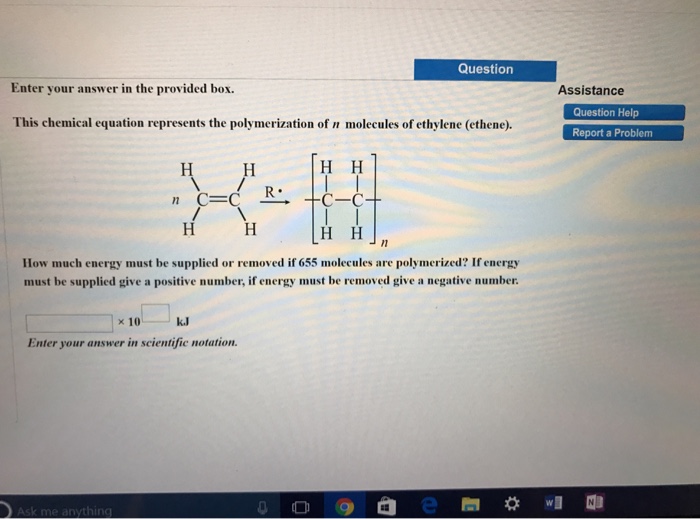 This chemical equation represents the polymerization | Chegg.com
