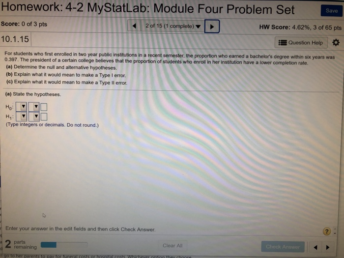 Solved Homework: 4-2 MyStatLab: Module Four Problem Set | Chegg.com