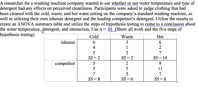 Solved A researcher for a washing machine company wanted to | Chegg.com