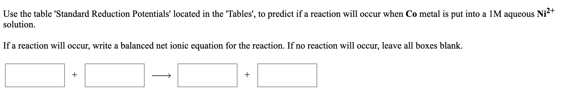 Solved Use The Table Standard Reduction Potentials Located