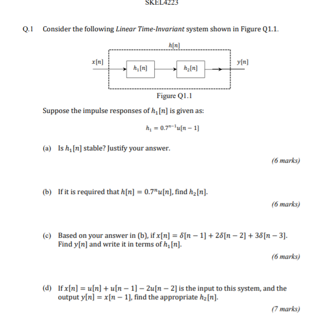 Solved SKEL4223 Q.1 Consider the following Linear | Chegg.com