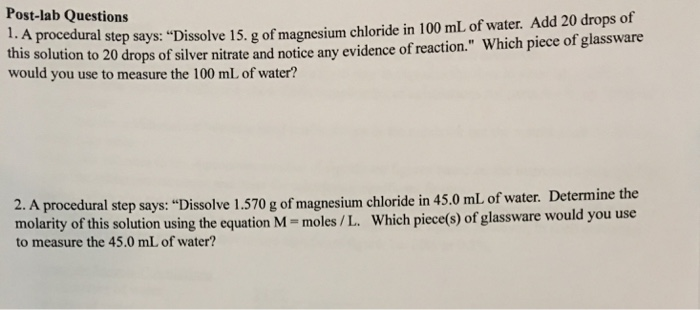 Solved PROCEDURE The graduated cylinder (part C), pipet | Chegg.com