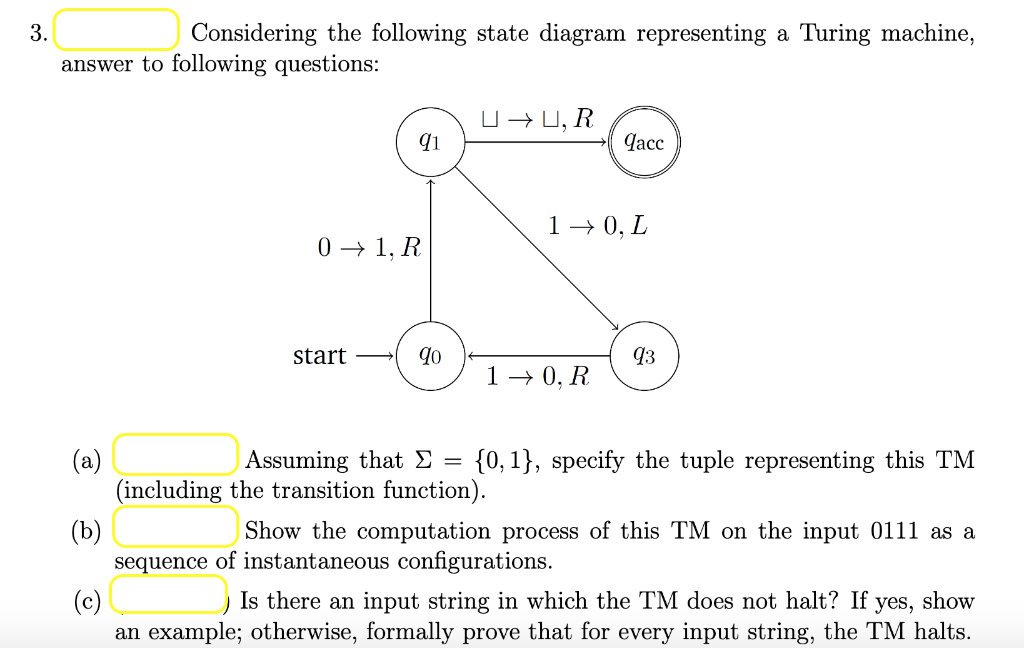 Solved 3. Considering the following state diagram | Chegg.com