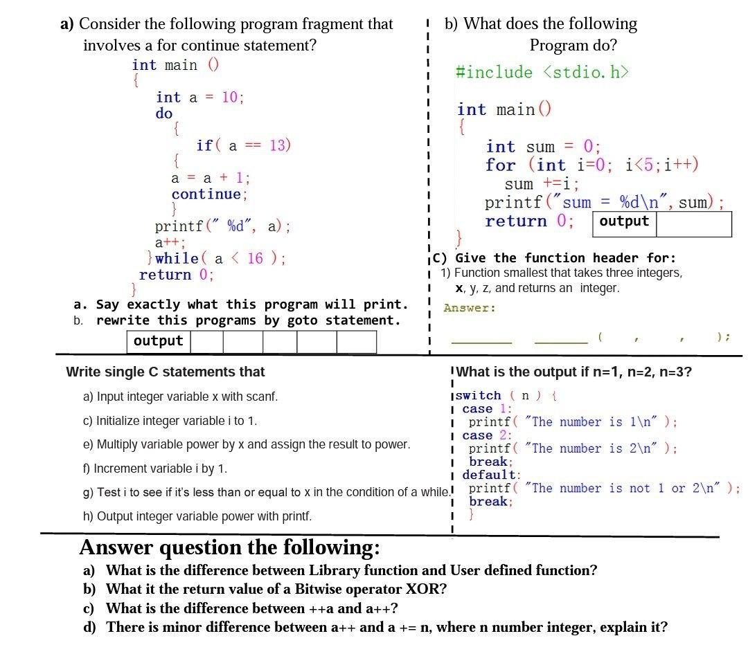 Solved I a) Consider the following program fragment that | Chegg.com