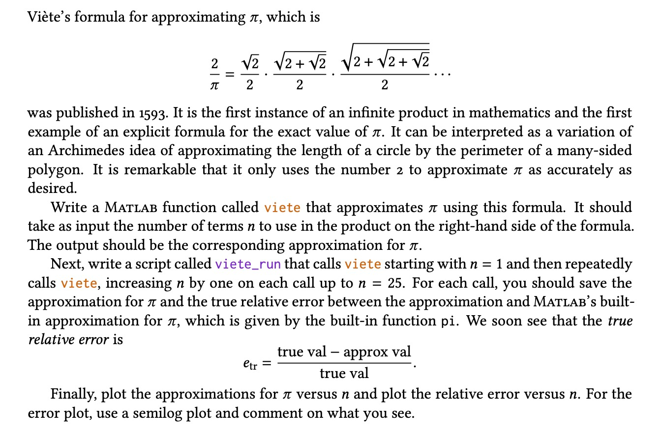 Solved Viète's formula for approximating it, which is V2 √2 | Chegg.com