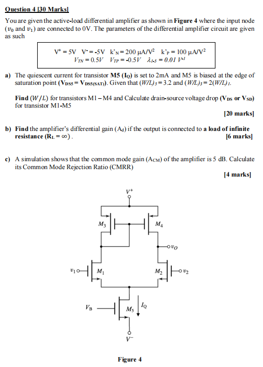 Solved Question 4 [30 Marks] You are given the active-load | Chegg.com