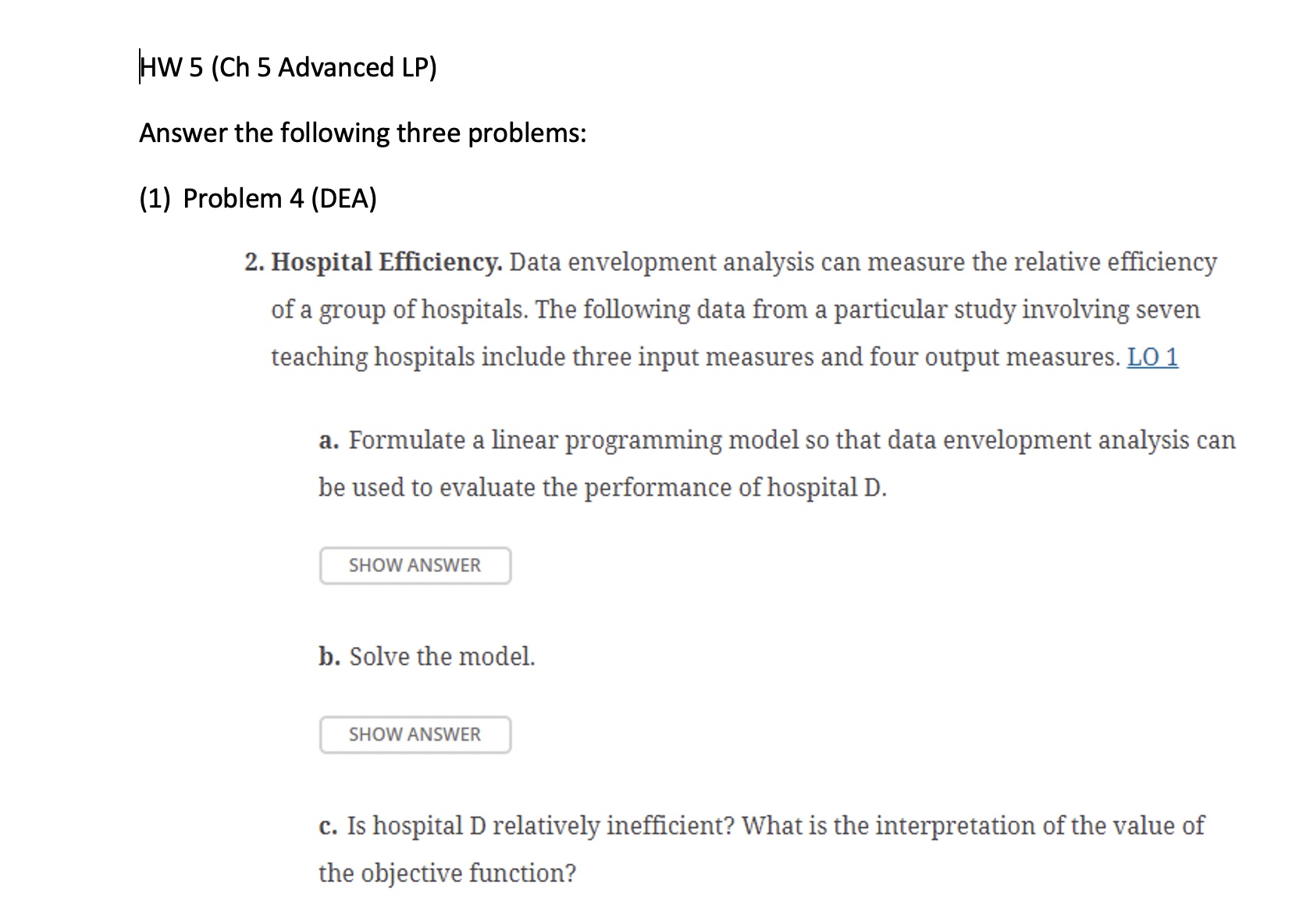 Solved HW 5 (Ch 5 ﻿Advanced | Chegg.com