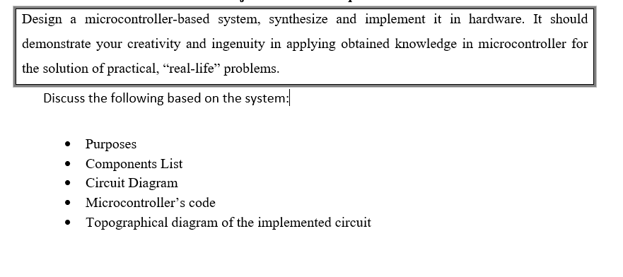 Design a microcontroller-based system, synthesize and | Chegg.com