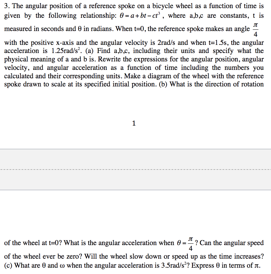 Solved 3. The angular position of a reference spoke on a | Chegg.com