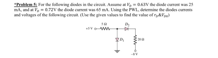Solved * Problemi 5: For the following diodes in the | Chegg.com