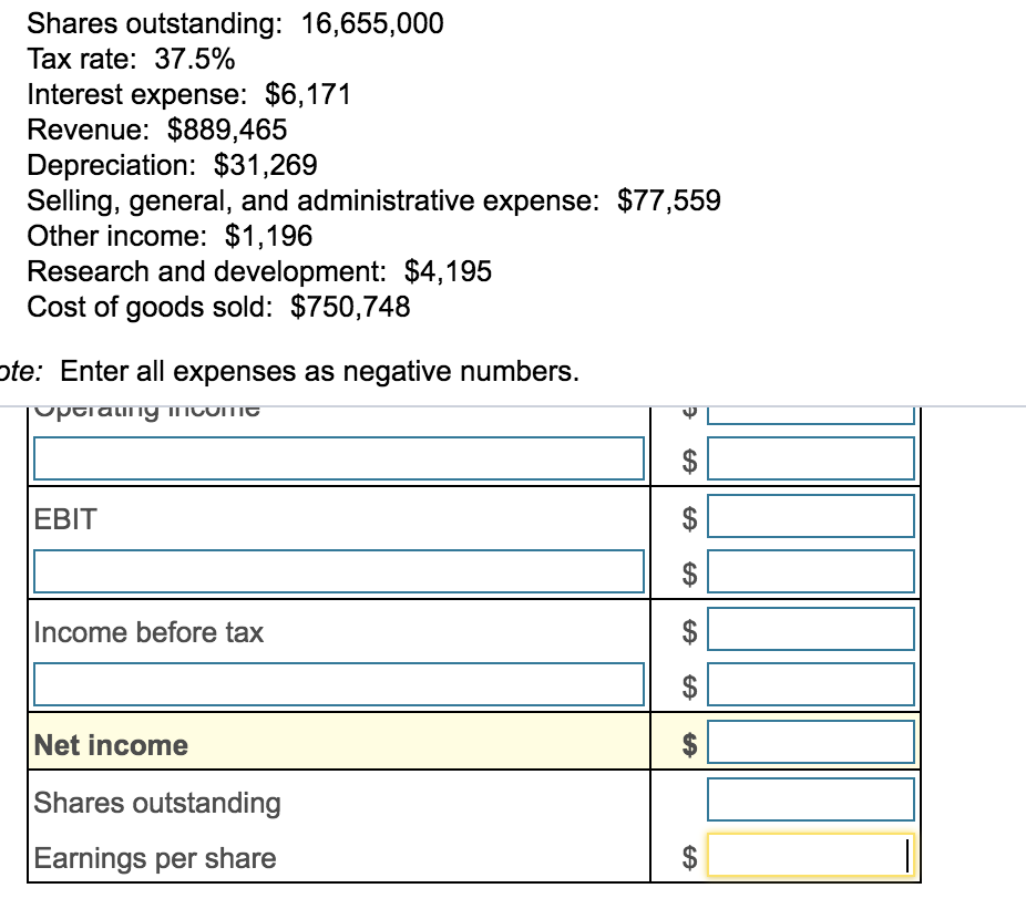 Solved Income statement. Construct the Barron Pizza, Inc. | Chegg.com