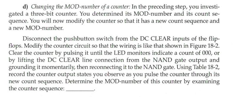 d) Changing the MOD-number of a counter: In the | Chegg.com