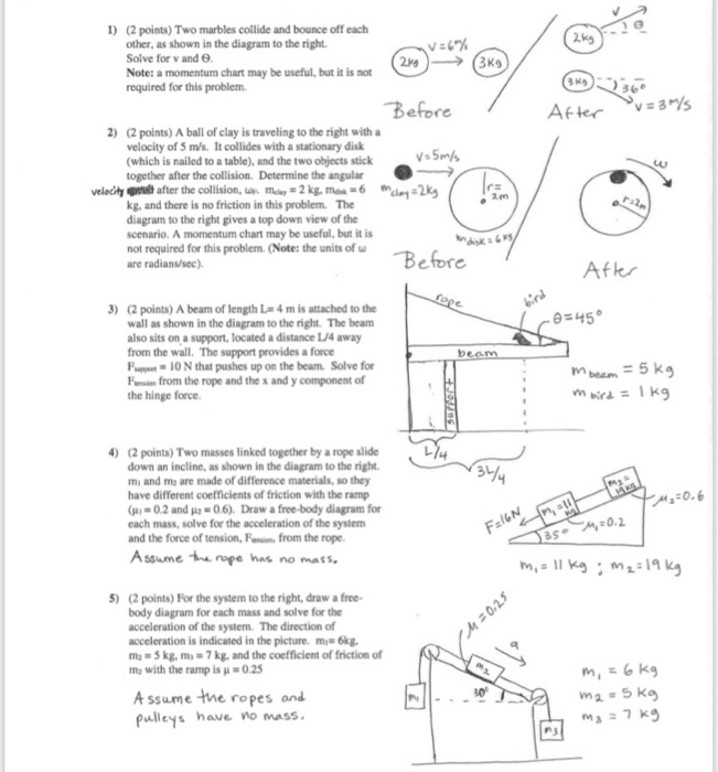 Solved 1) (2 points) Two marbles collide and bounce off each | Chegg.com