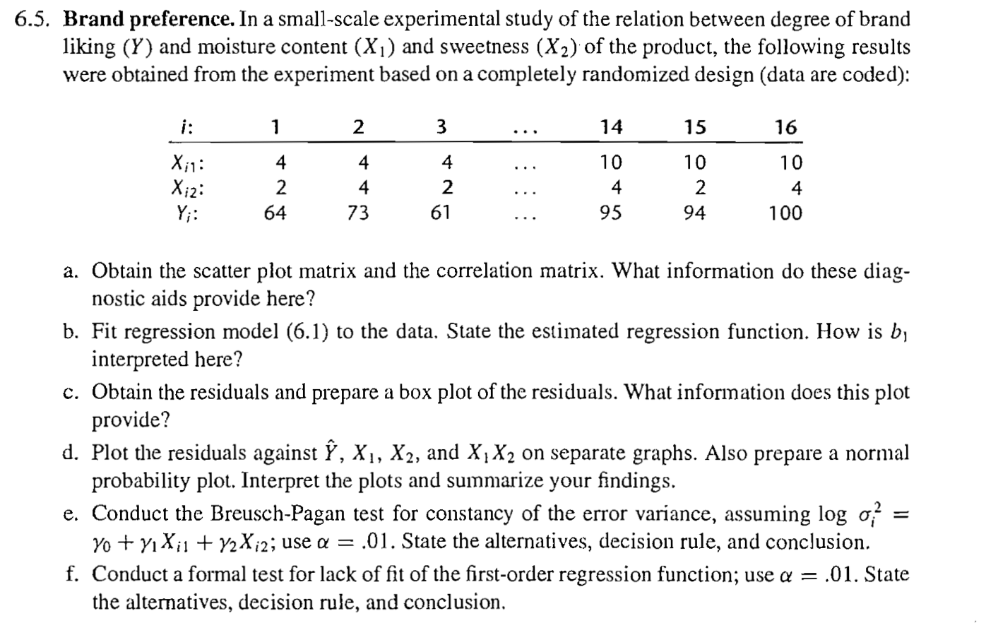 Solved 5. Brand preference. In a small-scale experimental | Chegg.com