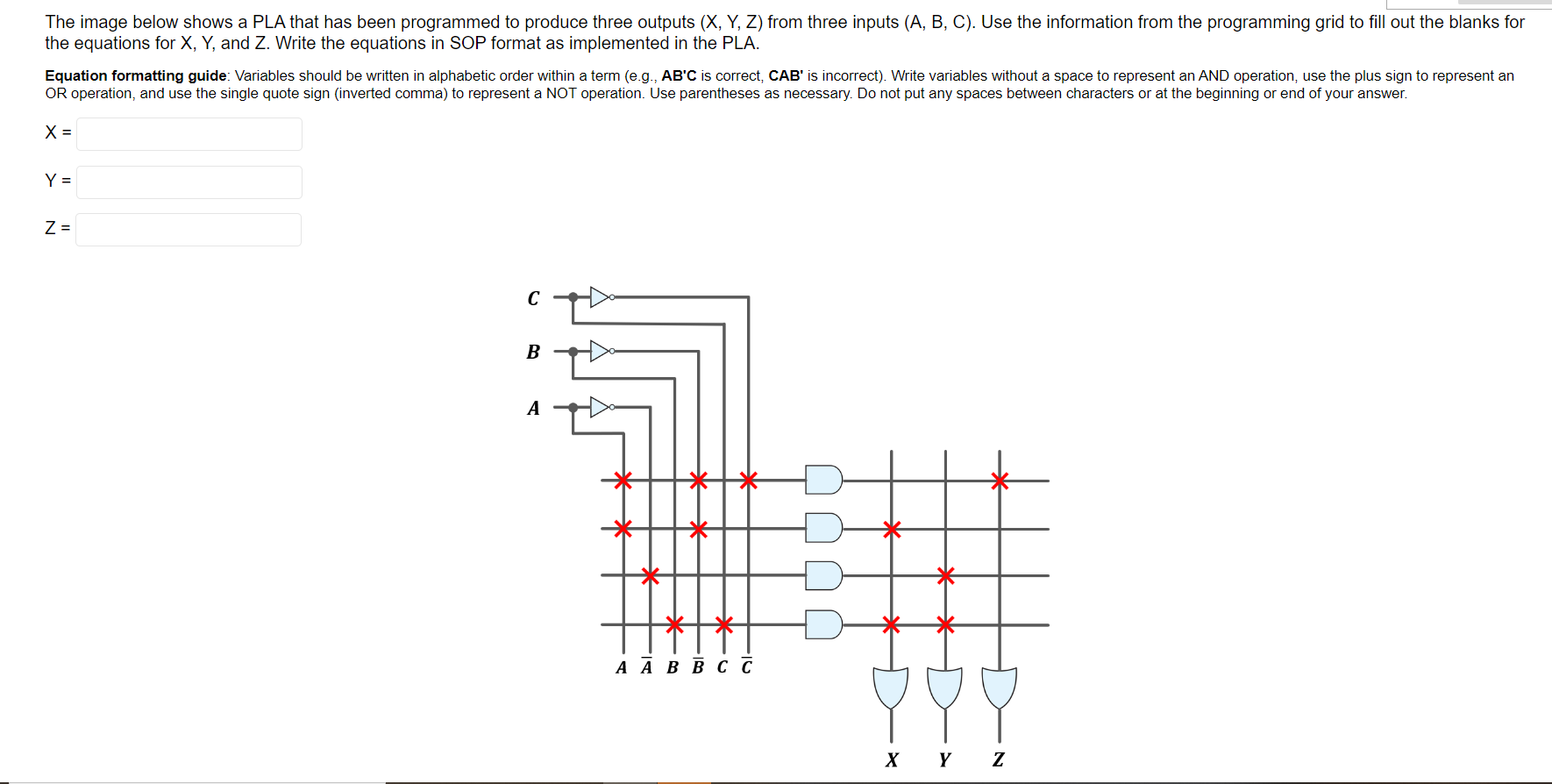 Solved The image below shows a PLA that has been programmed | Chegg.com