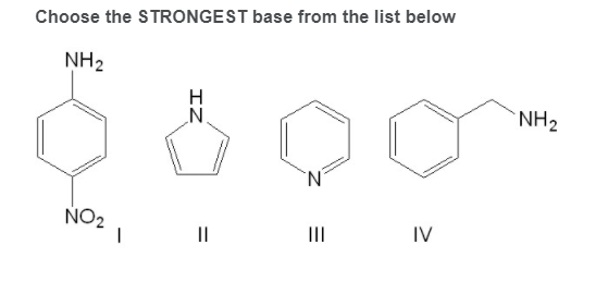 Solved Choose the STRONGEST base from the list below NH2 ZI | Chegg.com