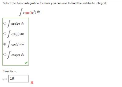 Solved Select the basic integration formula you can use to | Chegg.com