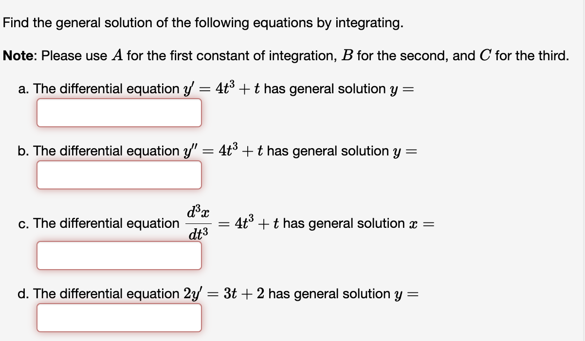 Solved Find the general solution of the following equations | Chegg.com