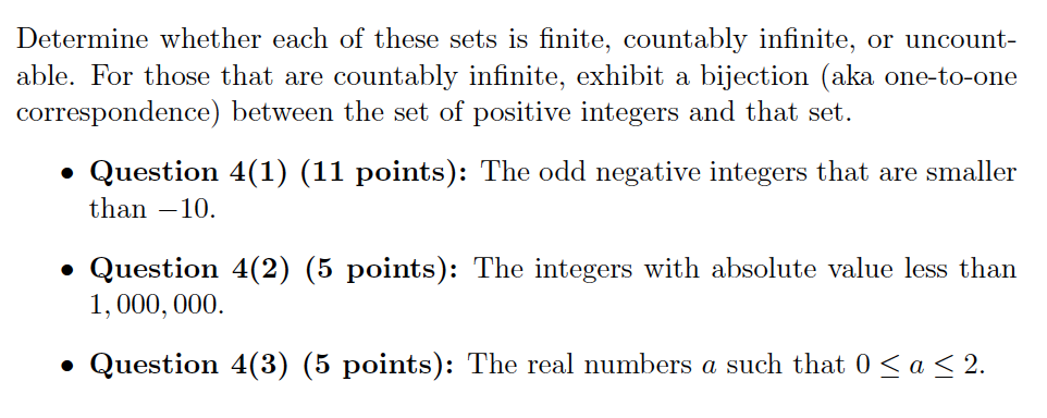 Solved Determine whether each of these sets is finite, | Chegg.com