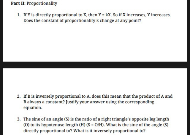 Solved Part Ii Proportionality 1 If Y Is Directly