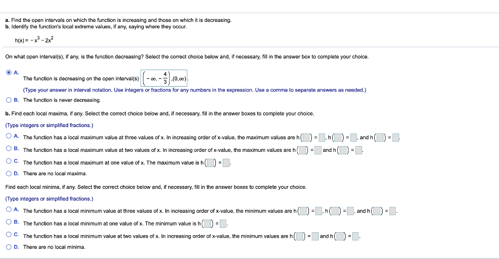 Solved a. Find the open intervals on which the function is | Chegg.com
