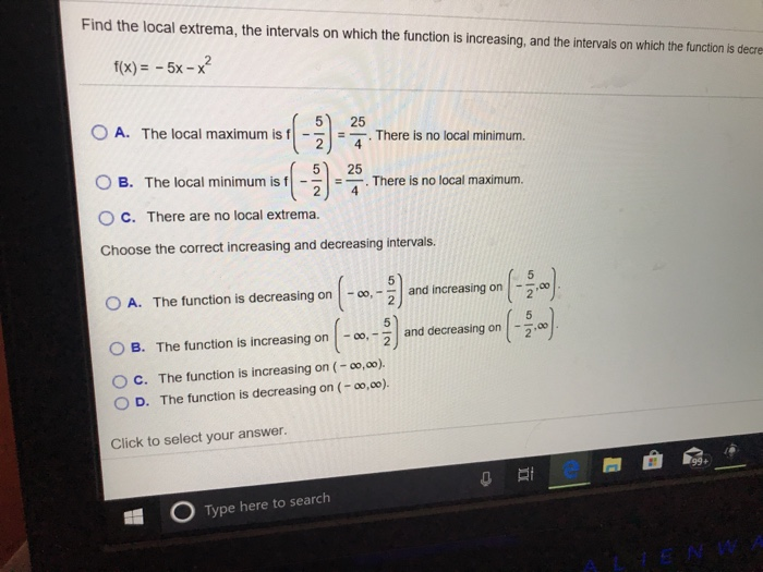 Solved Find the local extrema, the intervals on which the | Chegg.com