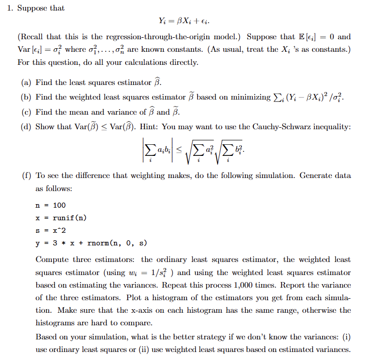 Solved Suppose thatYi=βxi+εloni.(Recall ﻿that this is ﻿the | Chegg.com