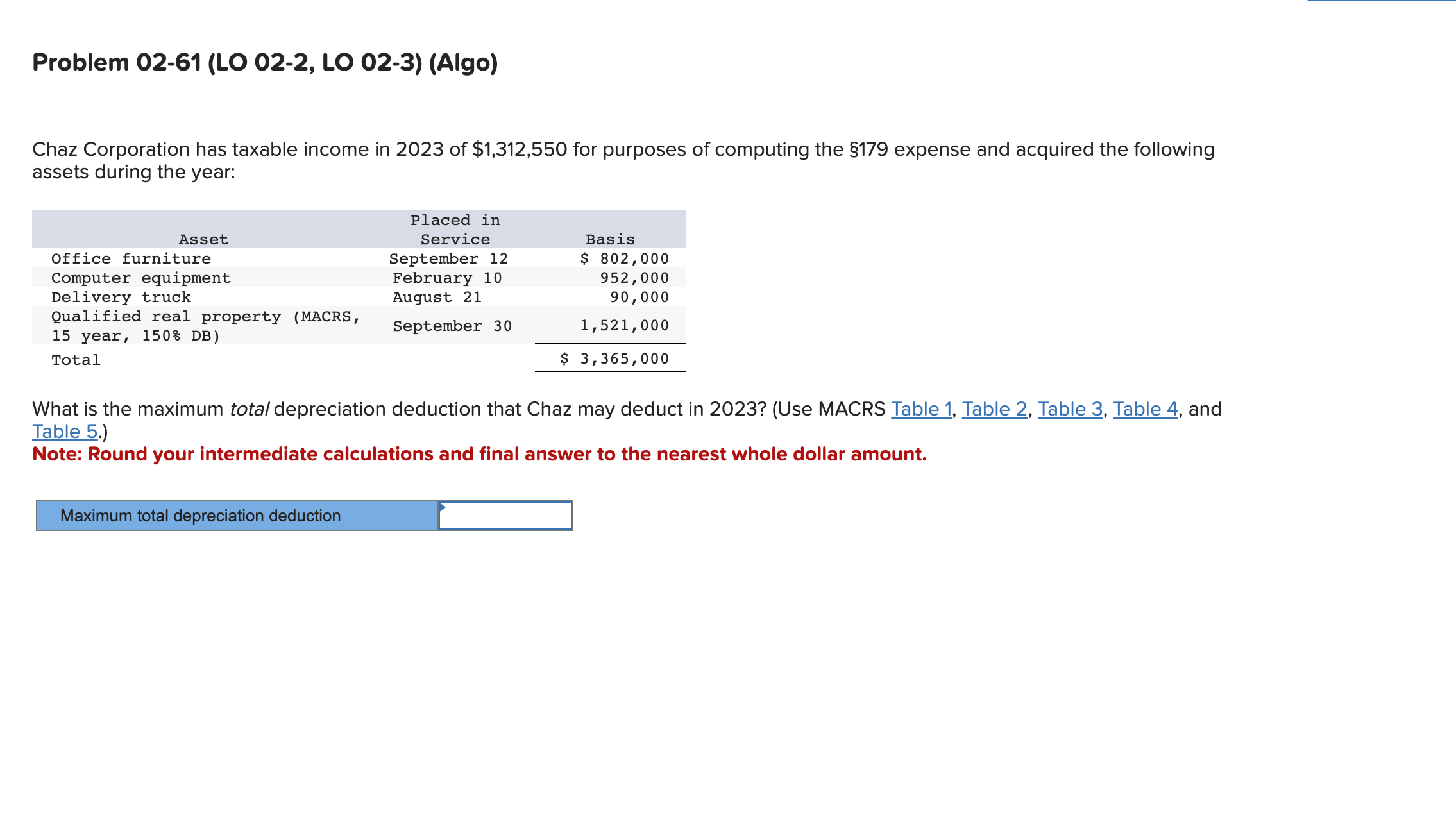 Solved Problem 02-61 (LO 02-2, LO 02-3) (Algo) Chaz | Chegg.com