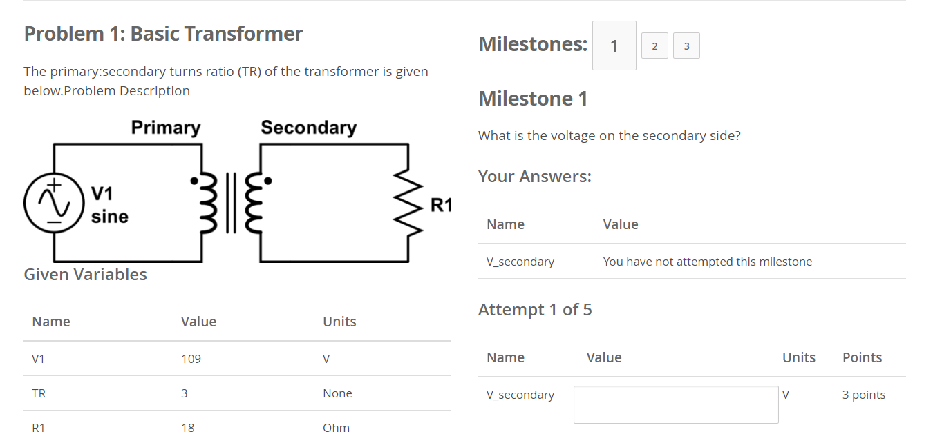 Solved Problem 1: Basic Transformer Milestones: 1 2 3 The | Chegg.com