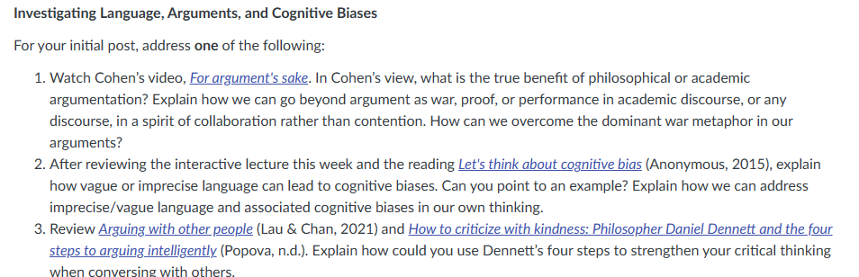 Investigating Language, Arguments, and Cognitive | Chegg.com