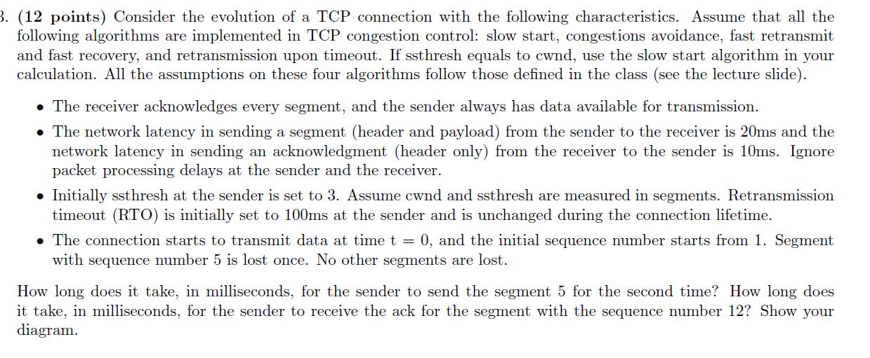 TCP Congestion Control Algoritms Slow Start | Chegg.com