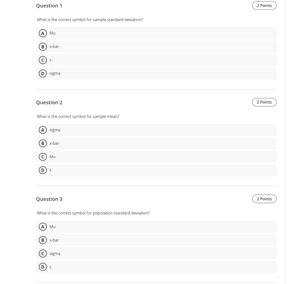 Solved What is the correct symbol for sample standard | Chegg.com