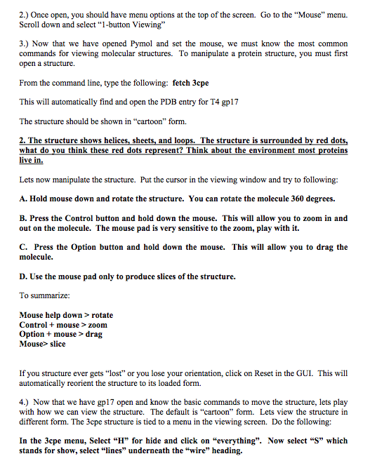 Structural Viewing Proteins with Pymol CHEM 422 | Chegg.com