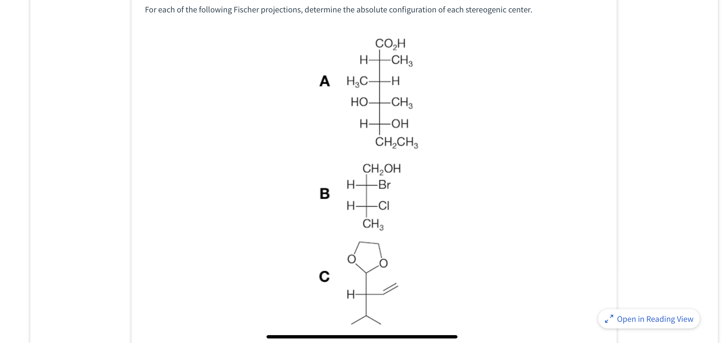 Solved For each of the following Fischer projections, | Chegg.com