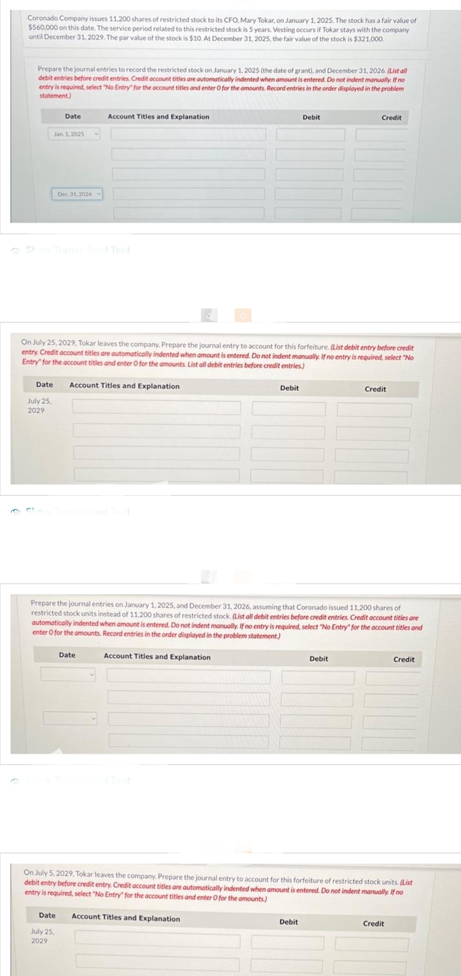 Solved On July 5, 2029, ﻿Tokar leaves the company. Prepare | Chegg.com