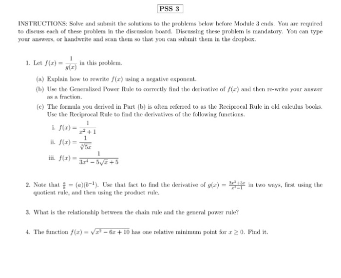 Solved PSS 3 INSTRUCTIONS: Solve and submit the solutions to | Chegg.com