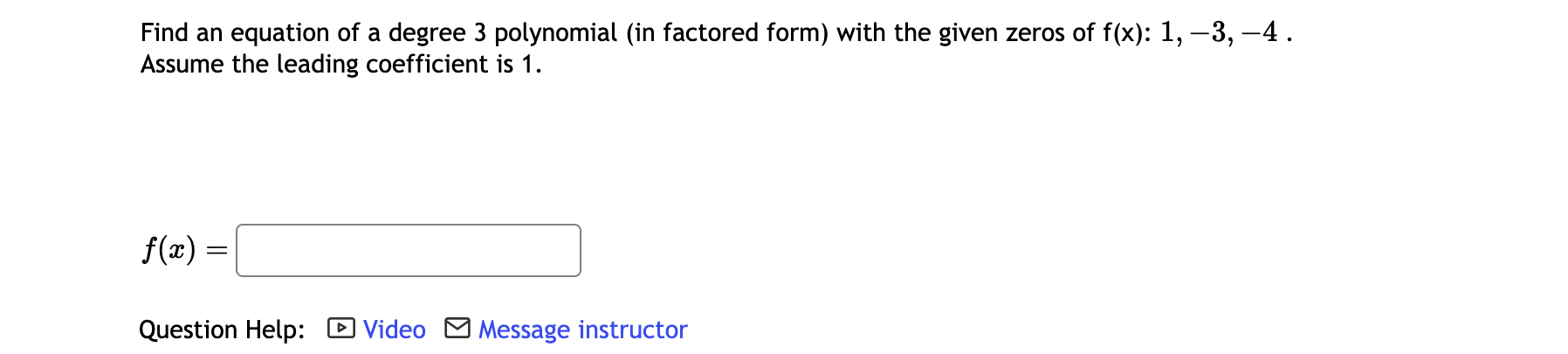 Solved Find an equation of a degree 3 ﻿polynomial (in | Chegg.com