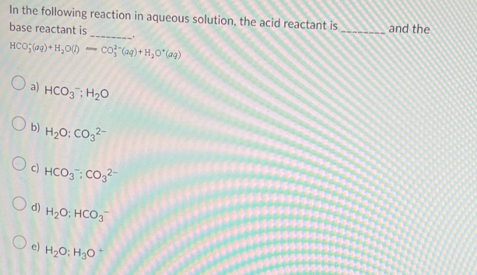 Solved In the following reaction in aqueous solution, the | Chegg.com