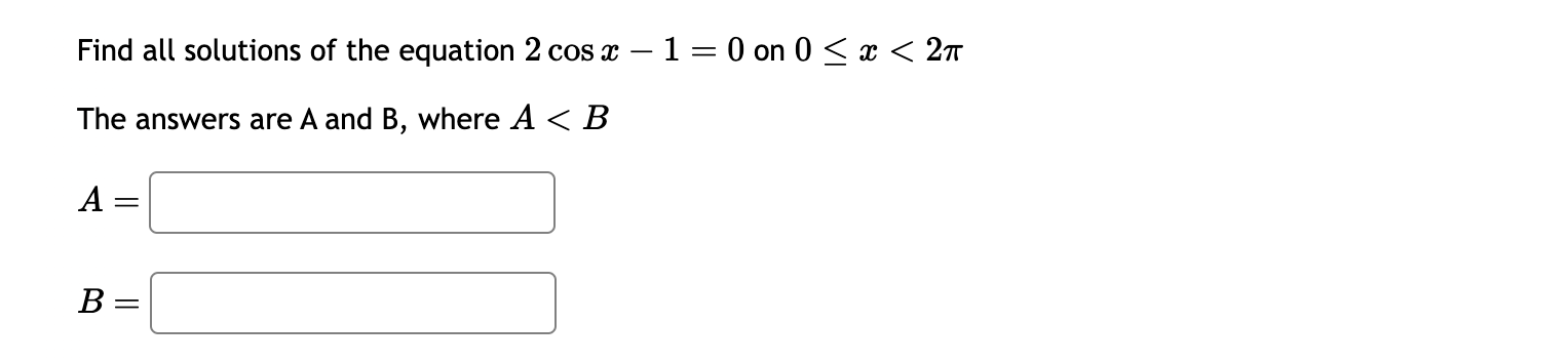 Solved Find All Solutions Of The Equation 2cosx 1 0 ﻿on