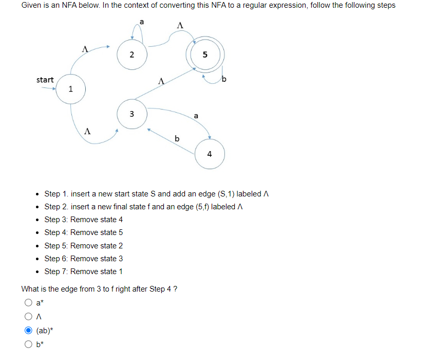 Solved - Step 1. insert a new start state S and add an edge | Chegg.com